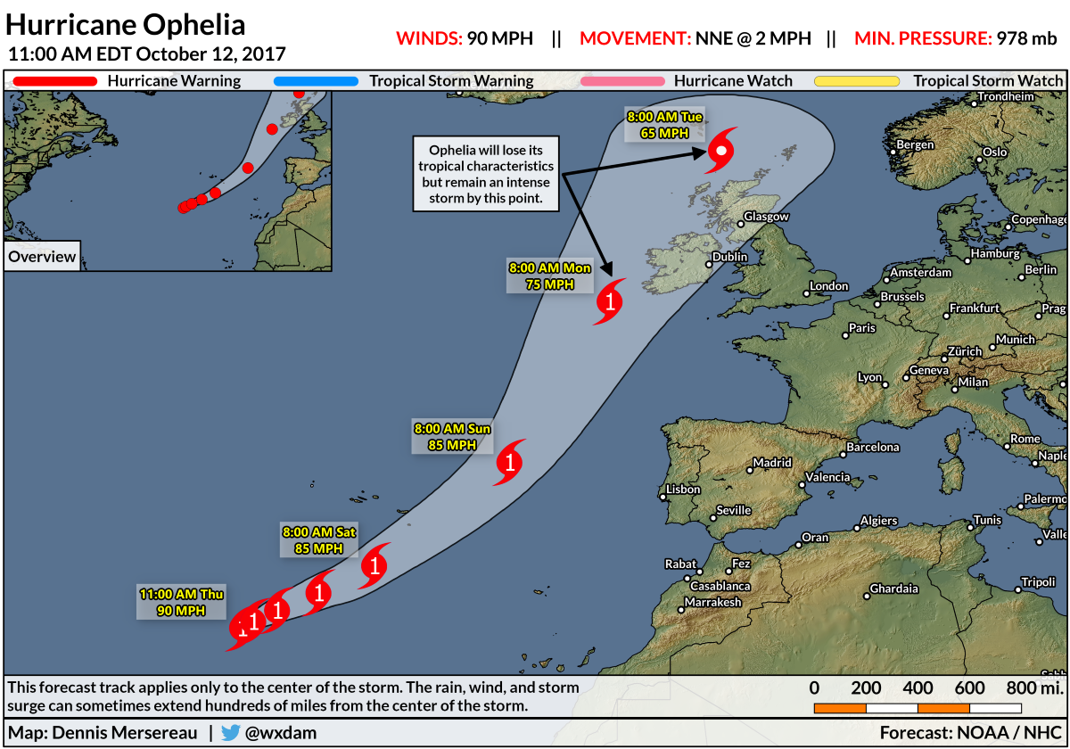 Hurricane Ophelia is one extremely weird storm | Popular Science