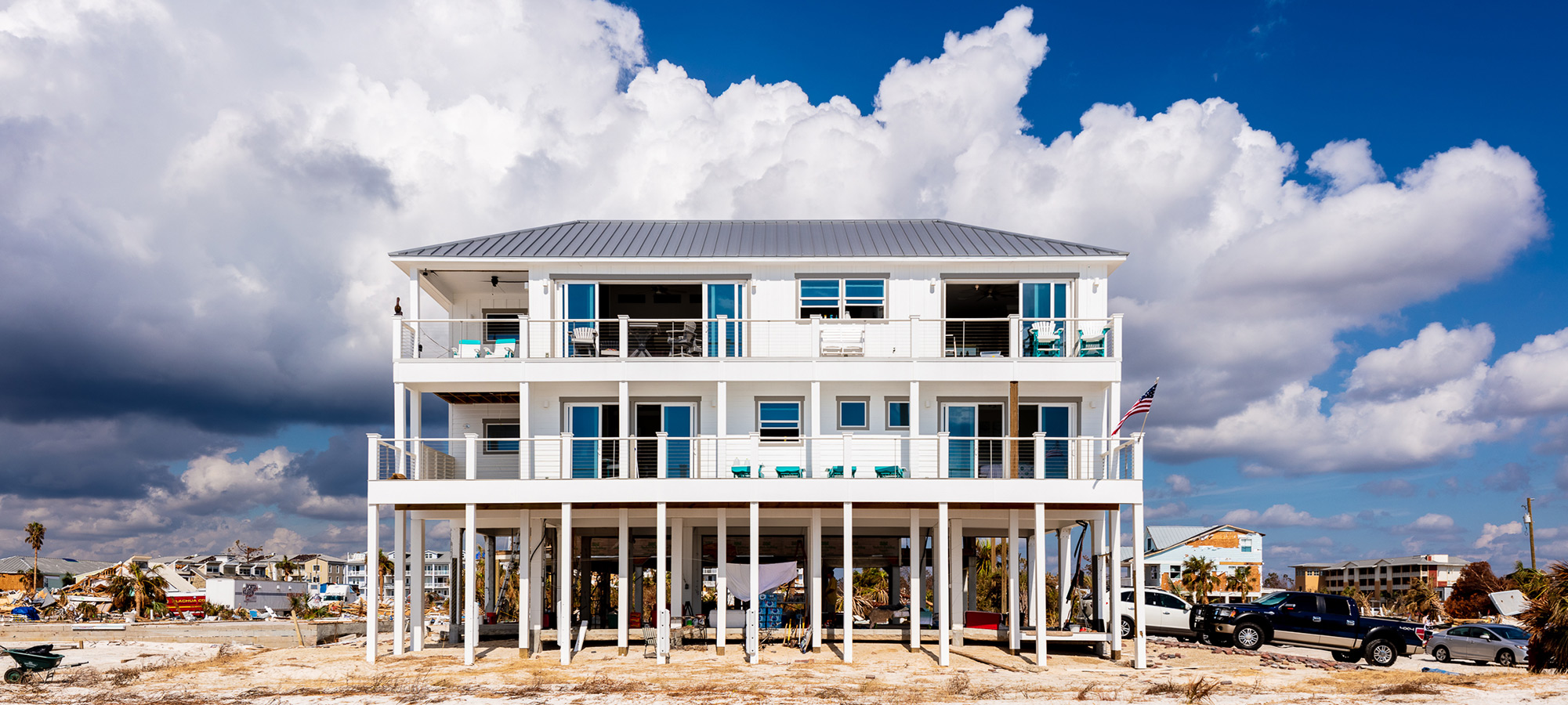 Hurricanes destroy beachside homes, but not this one