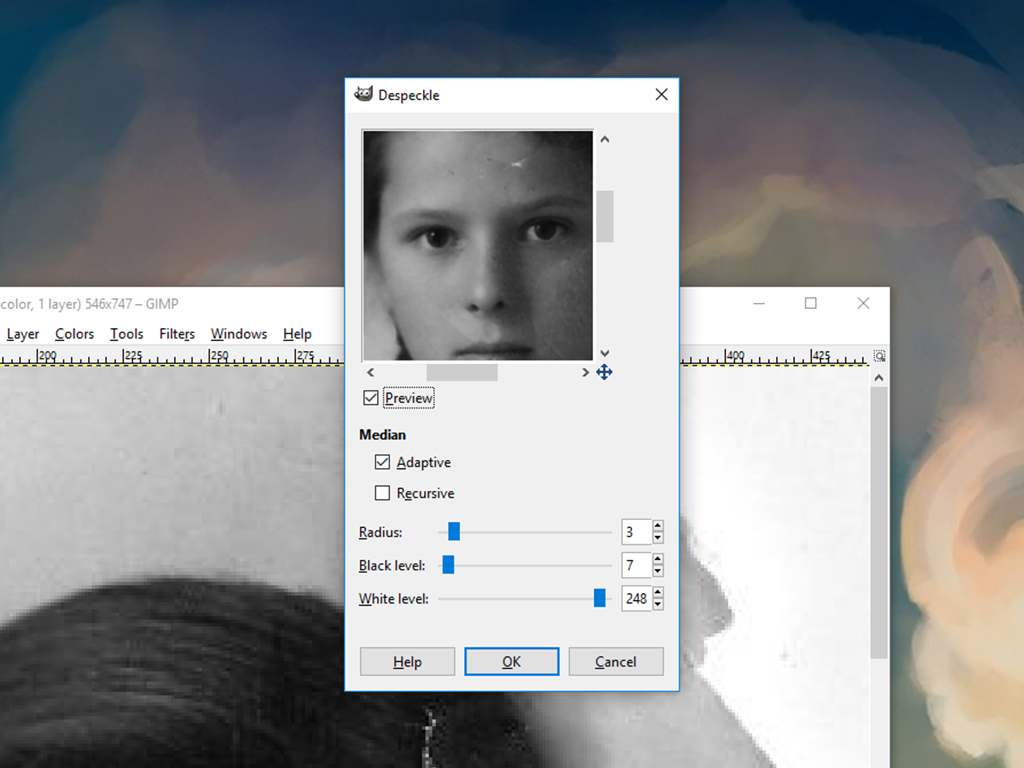 Restore old print photos with free software