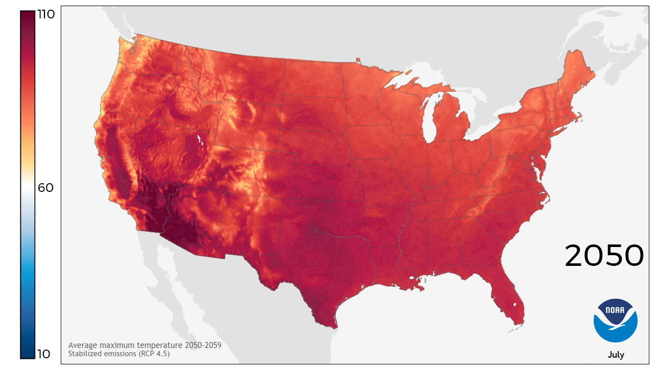 These beautiful, terrifying maps show how hot we'll get in 2090