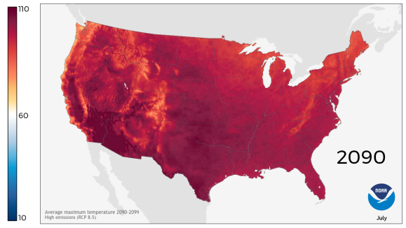 These beautiful, terrifying maps show how hot we'll get in 2090