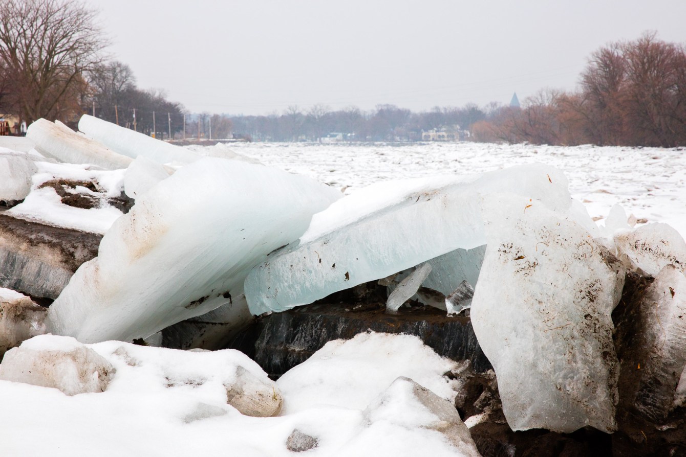 Fluctuating temperatures are causing massive river ice jams