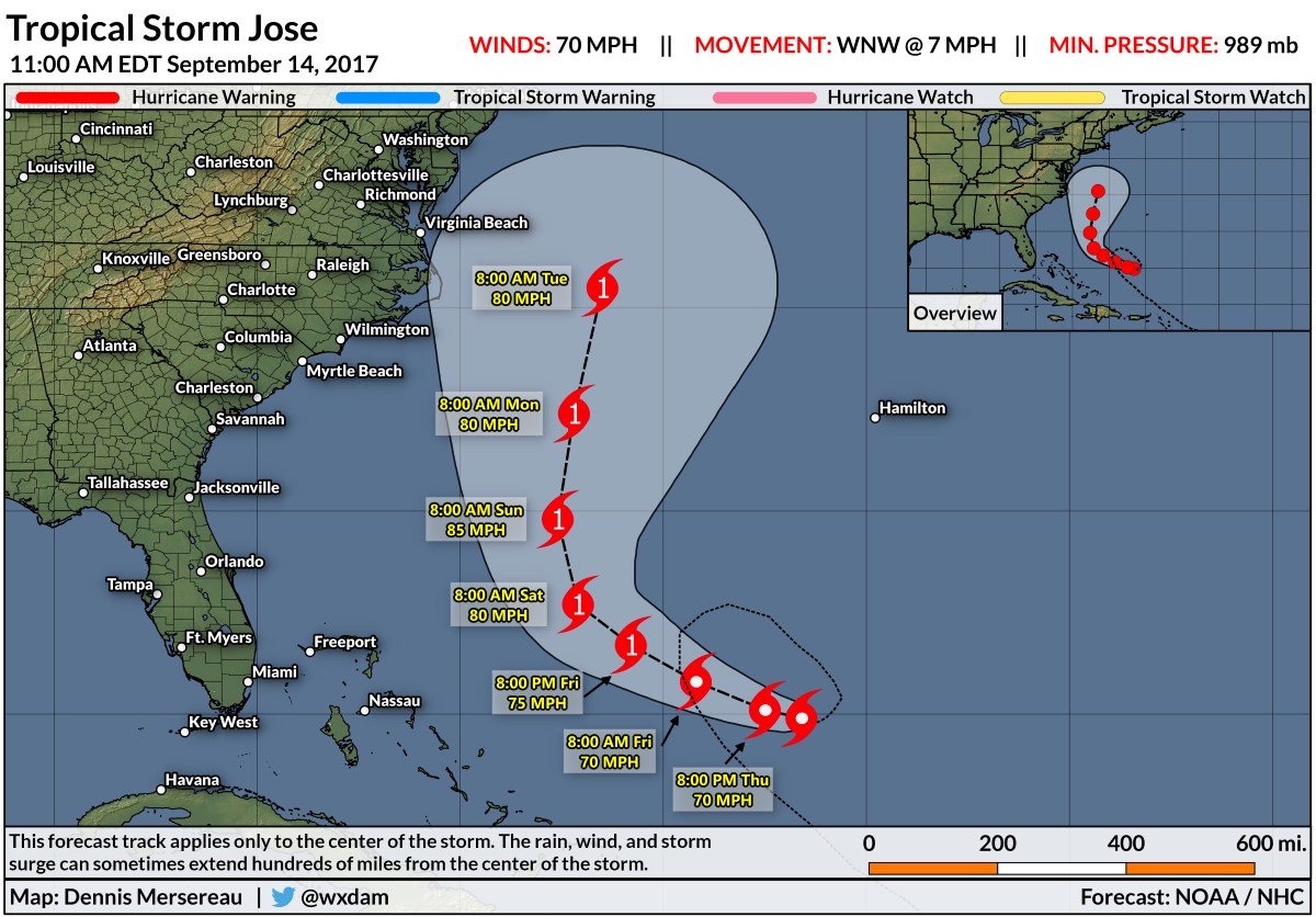 Tropical Storm Jose may leave the U.S. alone—but it's too soon to know ...