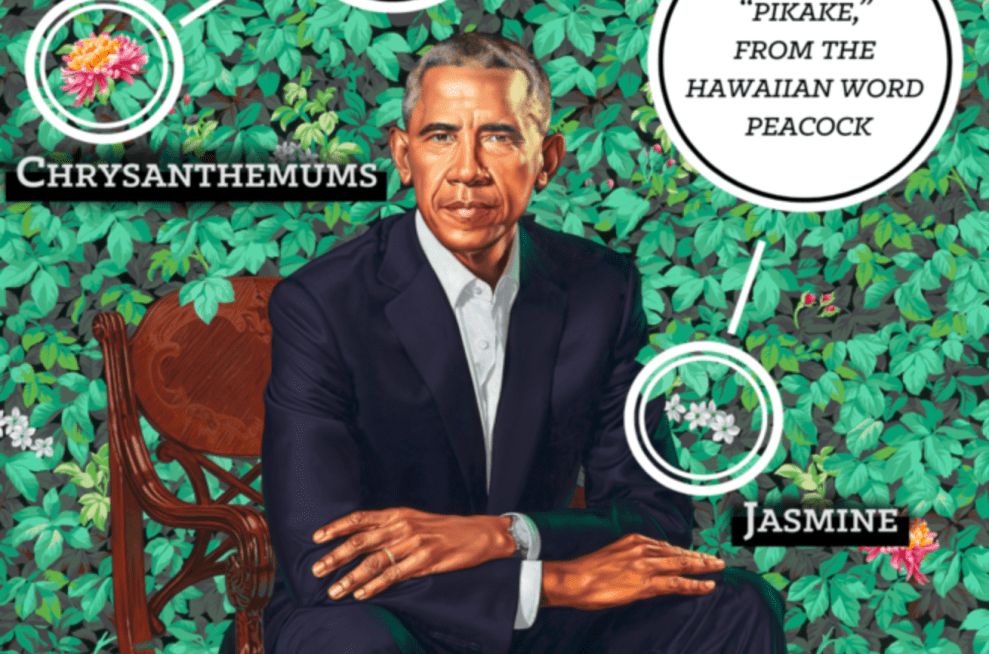 The botany in Obama's official portrait represents his history