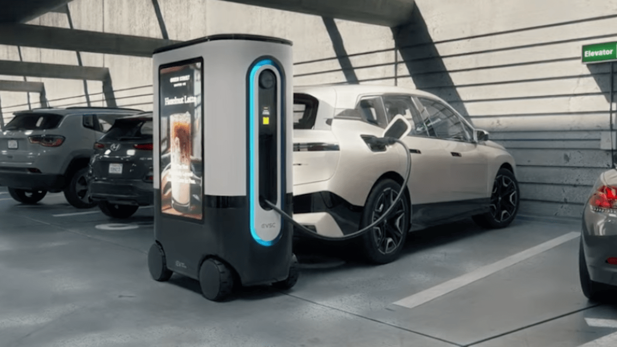 A mobile robot will charge EVs at this airport | Popular Science