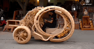 Dad builds a fantastical and functional wooden sci-fi car for kids ...