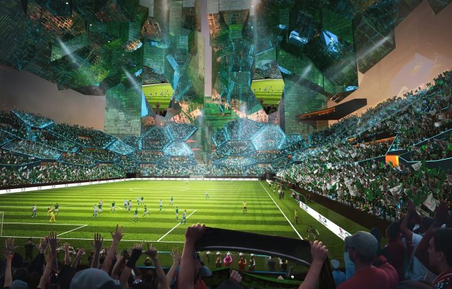 Saudi Arabia wants to top its linear city with a sci-fi soccer stadium ...