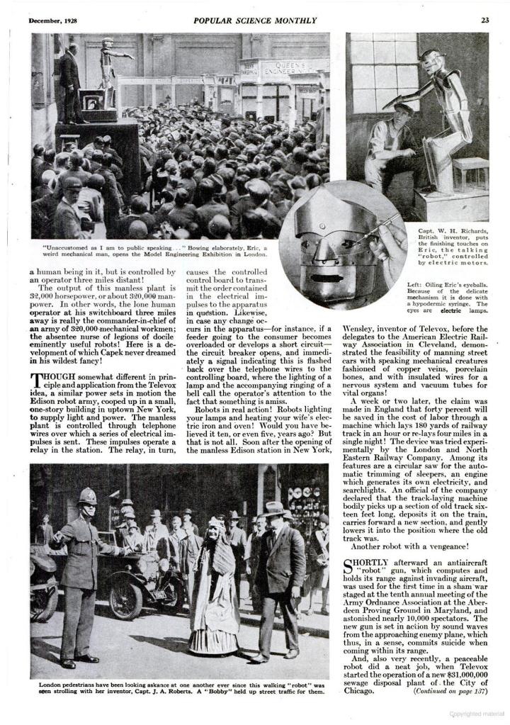 In 1928, Eric the Robot promised the robo-butler of the future ...