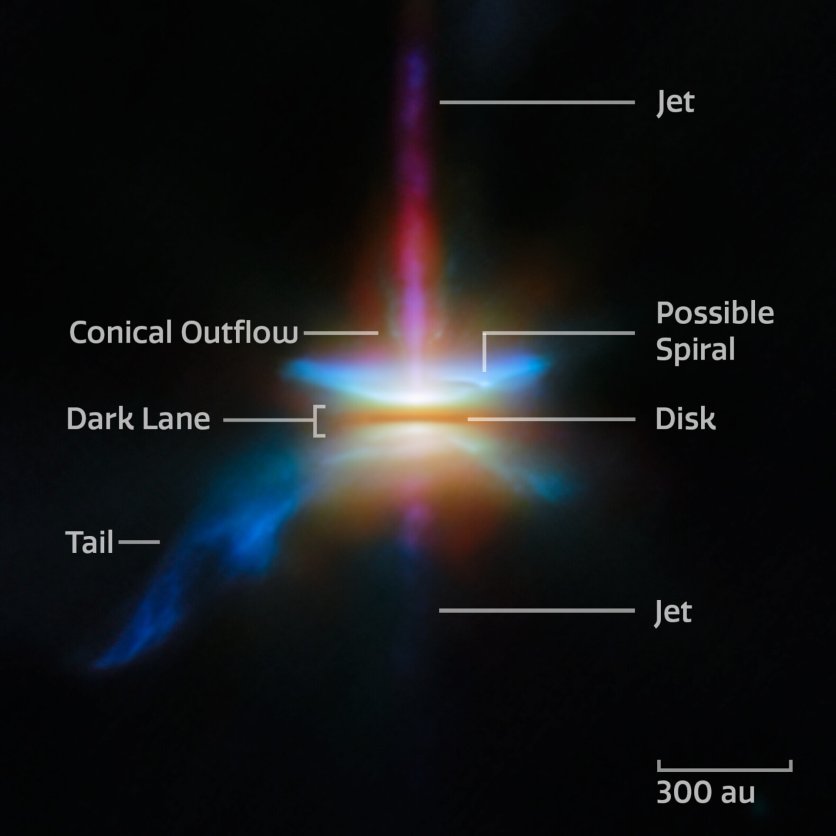 Newborn stars surround a planet-forming disk 450 million light years ...