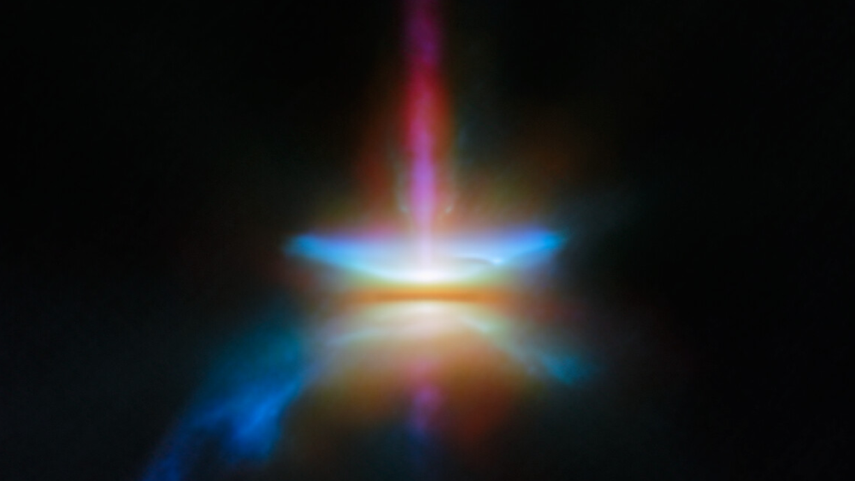 Newborn stars surround a planet-forming disk 450 million light years ...