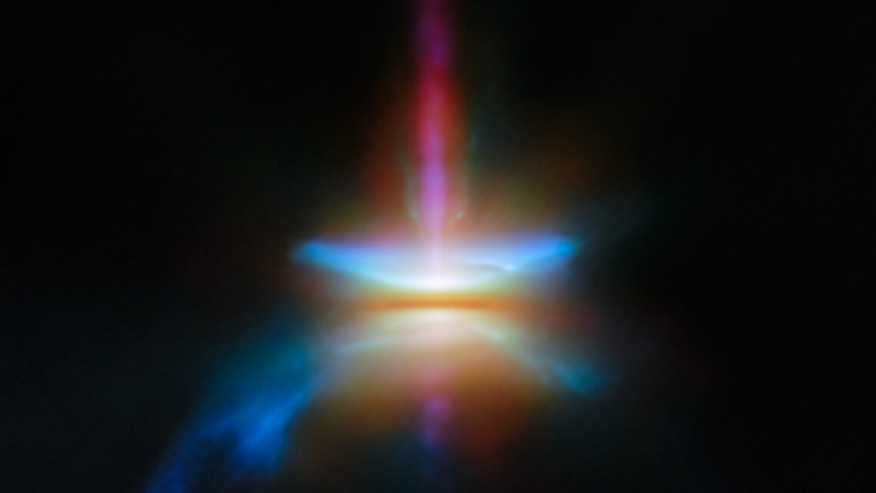 Newborn stars surround a planet-forming disk 450 million light years ...