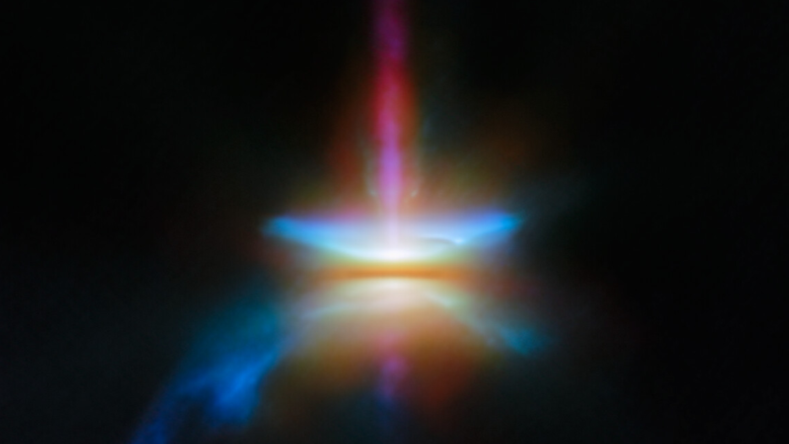 Newborn stars surround a planet-forming disk 450 million light years ...