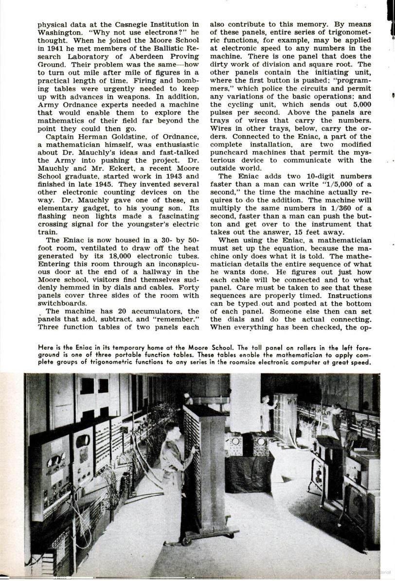 Valentine's Day 1946: The first general-purpose electronic computer ...