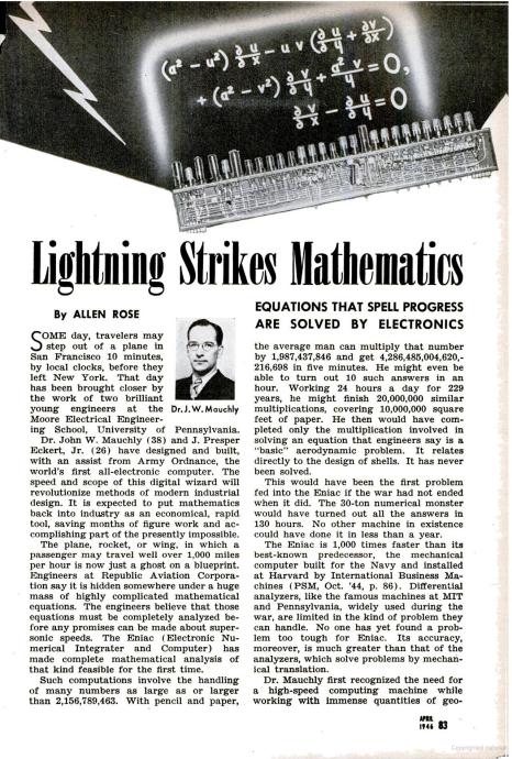 Valentine's Day 1946: The first general-purpose electronic computer ...